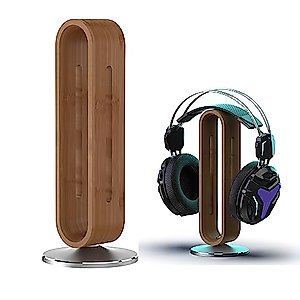 SIKAI CASE Bamboo Headphones Stand Holder,U-Shaped Arc Design,Aluminum Alloy Non-Slip Base,Wood Headphone Stand for Desk Compatible with On-Ear Headphones for Study/Bedroom/Office(Grey)