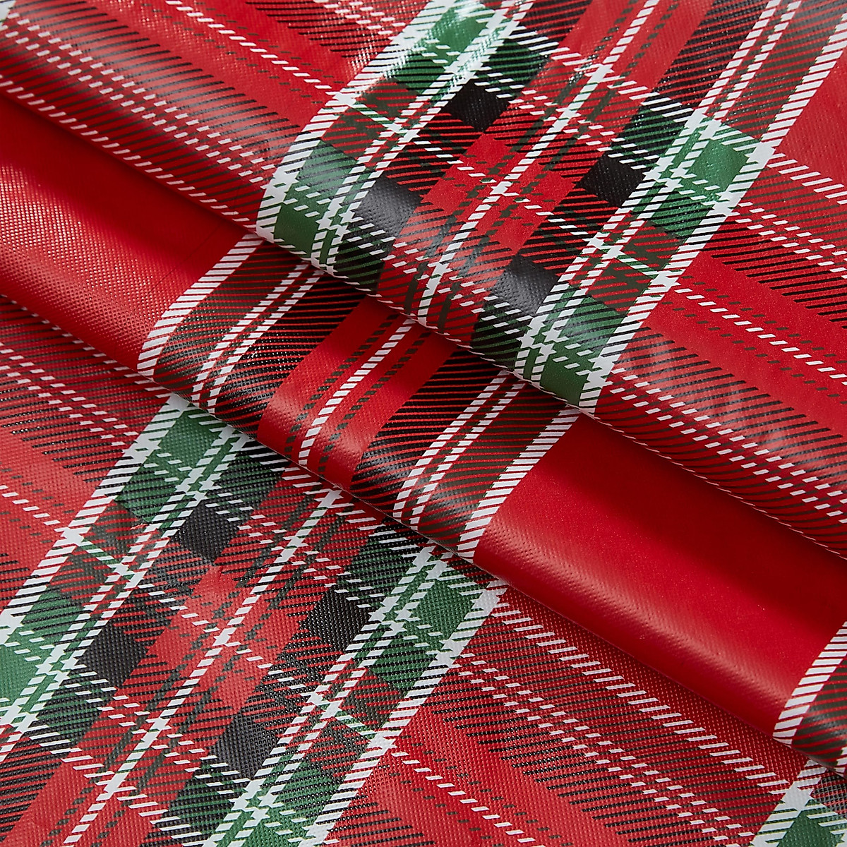 Newbridge Hamilton Red and Black Tartan Plaid Christmas Vinyl Flannel Backed Tablecloth, Traditional Xmas Holiday Plaid Vinyl Tablecloth with Flannel Backing, 60 Inch x 120 Inch Oblong/Rectangle