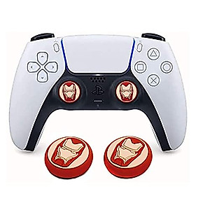2Pcs Analog Thumb Grip Stick Cover, Dualsense Wireless Controllers Game Remote Joystick Cap, Fantastic Non-Slip Silicone Handle Protection Cover for PS5/PS4/Xbox one/360/NS PRO (Iron-mn))