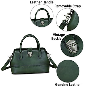 Genuine Leather Satchel Handbag for Women Purse Top Handle Bags Handmade Vintage Crossbody Bag Purses (Green) Medium