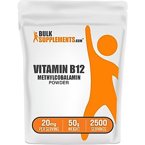 BulkSupplements.com Vitamin B12 Methylcobalamin Powder - 1% B12 Methylcobalamin, Essential B Vitamin - B12 Supplement, Gluten Free, 20mg per Serving, 50g (1.8 oz) (Pack of 1)
