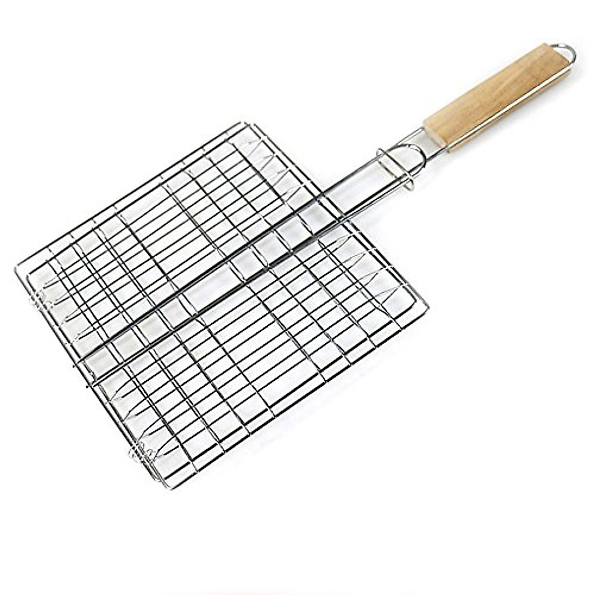 ISKYBOB Portable Barbecue Grilling Basket BBQ Net with Wooden Handle