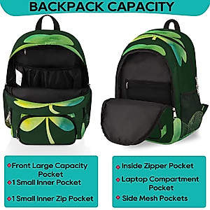 St. Patrick's Day St. Patrick's Day Clover Bookbag School Backpack Teens Girls Boys Schoolbag Shoulder Computer Hiking Gym Travel Casual Travel Daypack