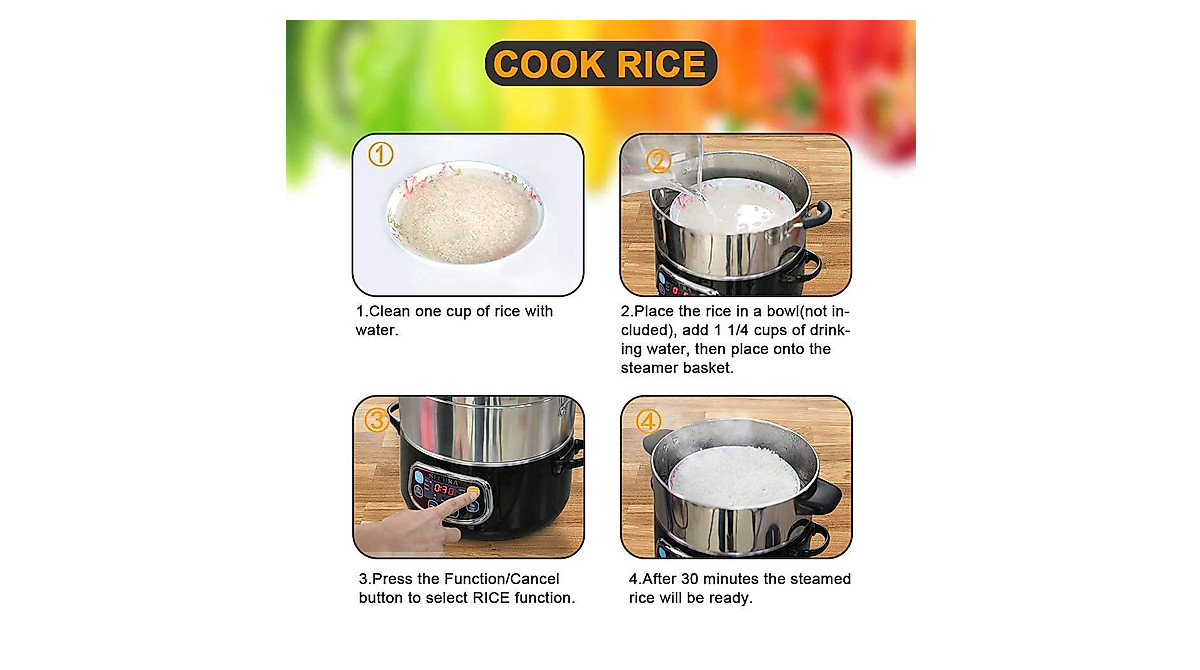 Secura Electric Food Steamer, Vegetable Double Tiered Stackable Baskets ...