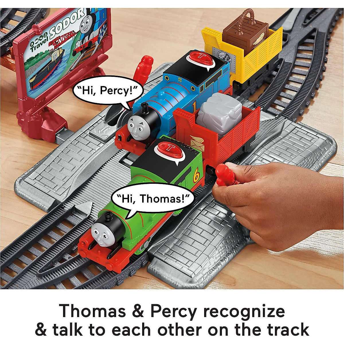 Thomas & Friends Toy Train Set Talking Thomas and Percy Motorized Engines with Track for Preschool Kids Ages 3+ Years (Amazon Exclusive)