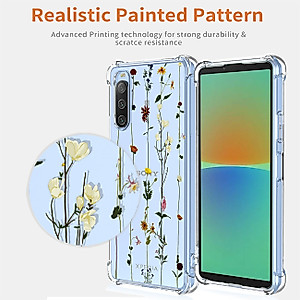 GTBDEKI Phone Case for Xperia 10 III Case, Sony 10 III Lite XQ-BT52 XQ-BT44 Case, Clear Case with Flower Garden Patterns Protective Phone Cover for Sony Xperia 10 III Floral Garden