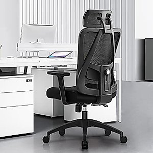 Primy Ergonomic Office Chair,High Back Desk Chair with Adjustable Headrest with 2D Arms,Lumbar Support and PU Wheels,Big and Tall Office Chair for Home and Office,Tilt Function Computer Chair (18-H)