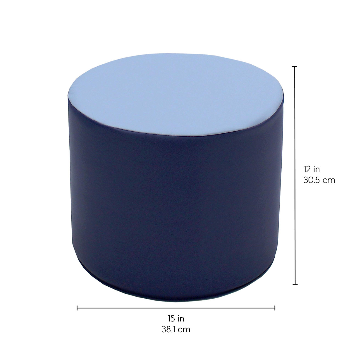 Factory Direct Partners 12763-NV SoftScape 15" Round Two-Tone Accent Ottoman for Ages 4-7 (4-Piece) - Navy