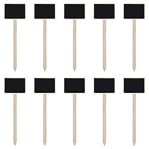 HEALLILY 10Pcs Mini Wood Chalkboard Stakes Nursery Garden Plant Tags Nursery Garden Plant Markers Tag Gardening Plant Labels Signs for Herbs Flowers Vegetables