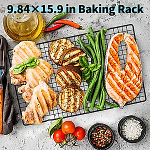 MoTrust Non-Stick Steel Baking Rack & Cooling Rack, for Cookies,Cakes, Breads and More (Heavy Duty,Oven Safe)-9.84"x15.9"-1 Piece