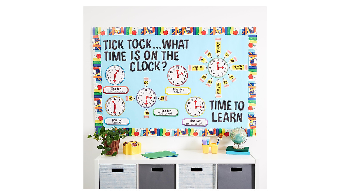 Eureka Telling Time Bulletin Board Set for Classroom & Home Learning