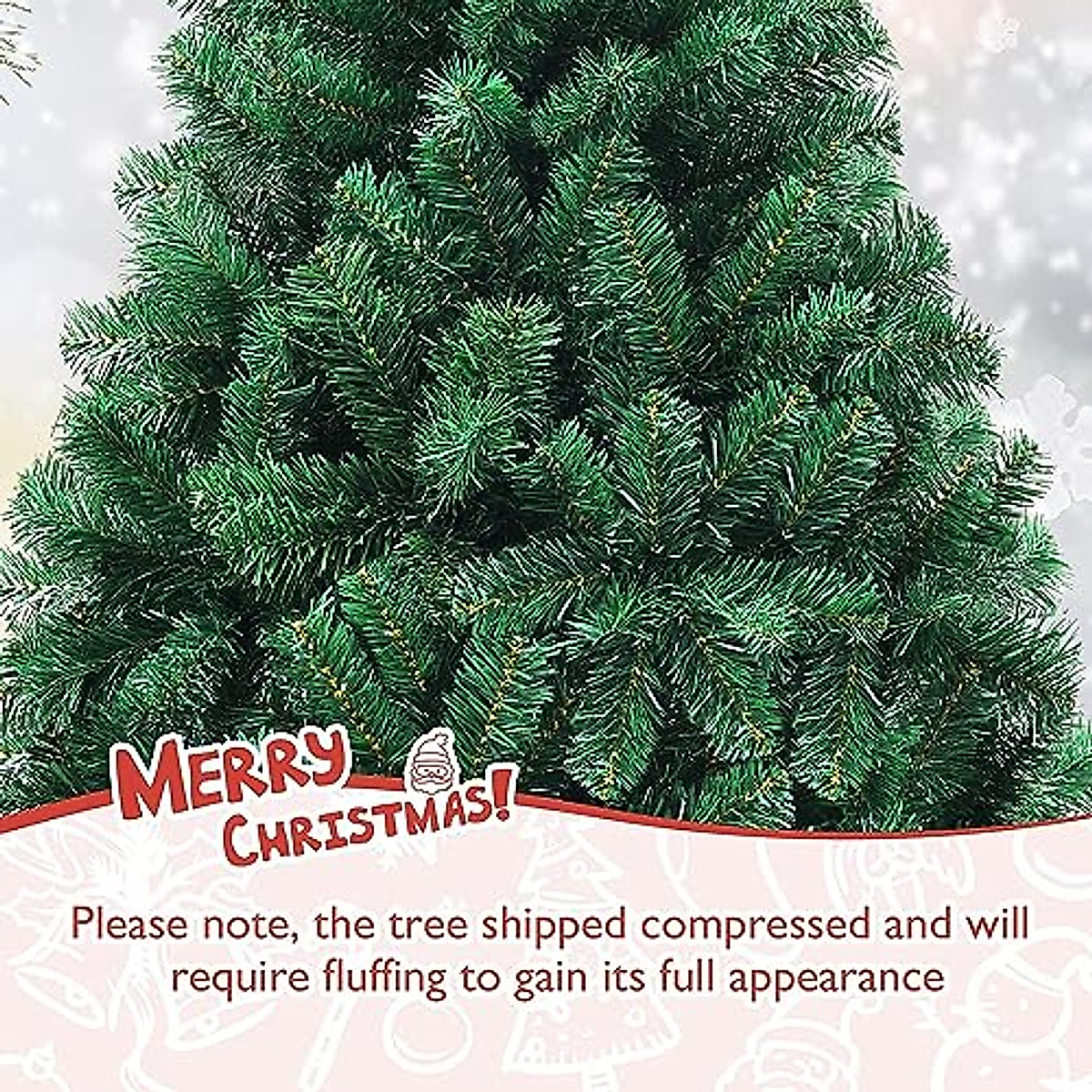 Safeplus 6FT Christmas Tree Artificial Christmas Tree Fake Fluffy Xmas Trees Holiday Decoration with Metal Foldable Stand (6FT)