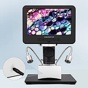 Andonstar AD246M 500X Digital Microscope for Adults,3 Lens 1080P Digital Microscope with 10.4 inch Metal Stand for PCB Soldering Microscope,Biological Microscope Tools,32G Card