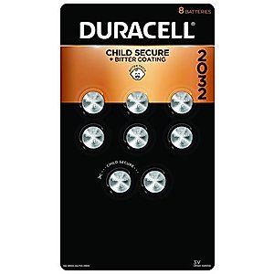 Duracell CR2032 3V Lithium Battery, Child Safety Features, 8 Count Pack, Lithium Coin Battery for Key Fob, Car Remote, Glucose Monitor, CR Lithium 3 Volt Cell (Old Packaging)