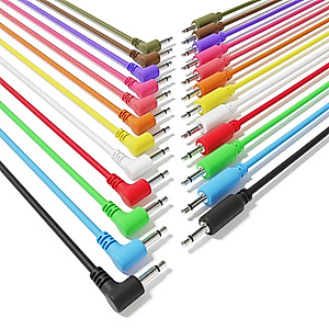 ExcelValley - Hybrid Mono Modular Patch Cables - TS 3.5mm 1/8" - Eurorack Synth Synthesizer [12-Pack | 20 cm - 7.87"]