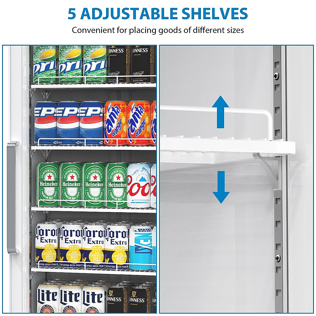 Towallmark Commercial Display Refrigerator, 12.4 Cu.Ft. Beverage Refrigerator Display Fridge, Upright Glass Door Merchandiser Fridge Beverage Cooler with LED Light, Adjustable Shelves