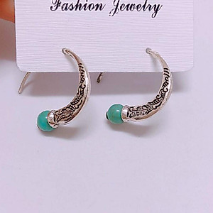 chenJBO New Retro Thai Silver Turquoise Earrings European and American Female Punk Earrings Boho Earrings