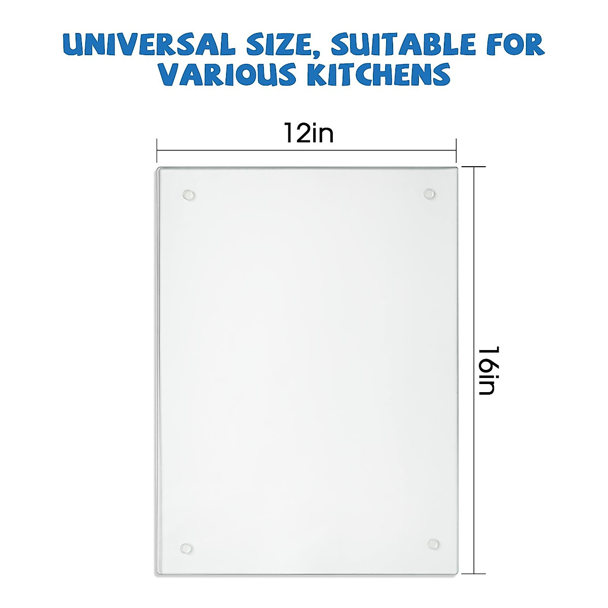 Tempered Glass Cutting Board,Durable Shatter Resistant, Dishwasher Safe,Clear Glass with Rubber Feet,Scratch Resistant, Heat Resistant, Non-Slip, Extra Large 12" X16"