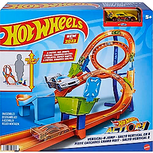 Hot Wheels Toy Car Track Set with Figure-8 Jump & 1:64 Scale Car, 2-Ft Tall Track, Connects to Other Sets