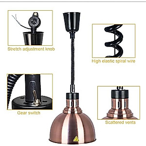 Food Heating Lamp, Hanging Food Warmer for Buffet Restaurant Hotel Kitchen, Retractable Food Warming Lamp Commercial Catering Equipment, 250W Food Heat Warmer Lamp