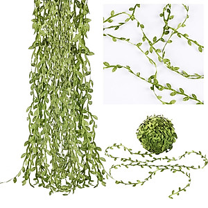 Artificial Vine Fake Leaves 265 Feet Artificial Leaf Garlands Fake Hanging Plants Fake Foliage Garland DIY for Wreath Party Wedding Wall Crafts Decor (Green)