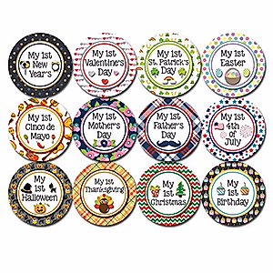 Months In Motion My First Holiday Baby Stickers Milestone Christmas, Birthday, Halloween, Easter, Thanksgiving Baby Sticker (Holiday 2)