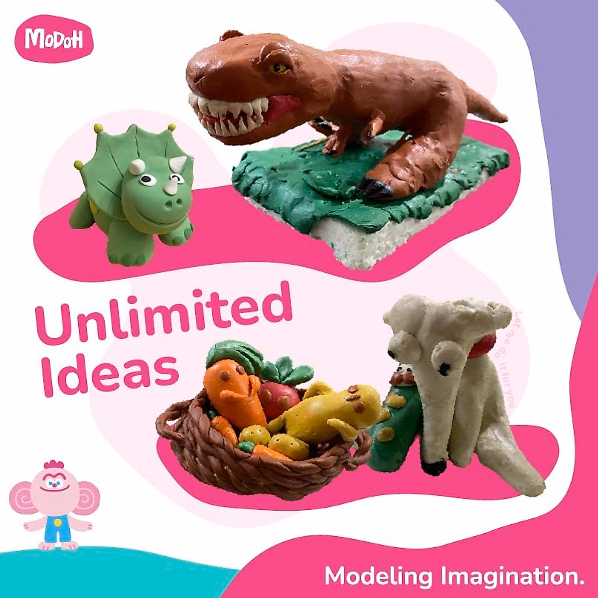 MODOH Plasticine Oil Based Modeling Clay, Non Hardening Reusable Clay, Non Toxic No Bake Professional Oil Base Sulfur Free Sculpting Clay (Assorted Colors Regular, 1 Lbs)