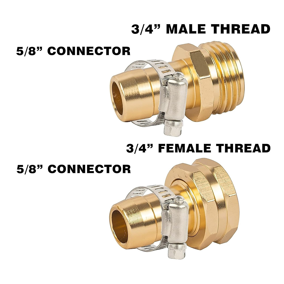 Hourleey Garden Hose Repair Connector with Clamps, Fit for 3/4" or 5/8" Garden Hose Fitting (6-Set)