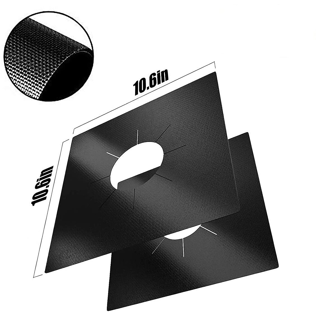 Stove Burner Covers, 10 Pack, Gas Stove Burner Liners, Non-stick Reusable Gas Range Stove Protector Covers for Kitchen, Cooking, Cuttable, Easy to Clean JORETLE(Black)