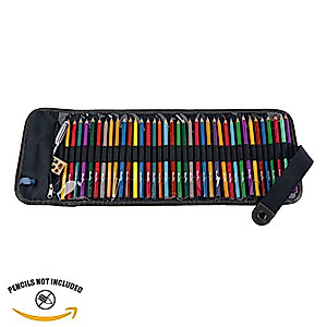 Speedball Canvas Roll Up Pencil Case, Black W/Black Trim, Holds Up To 36 Pencils