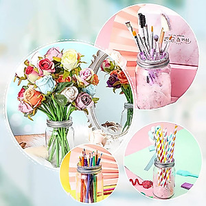 ccHuDE 5 Pcs Mason Jar Flower Insert Lids Metal Flower Lid Insert Flower Organizer Lid Insert with Square Grids for Regular Mouth Canning Jars