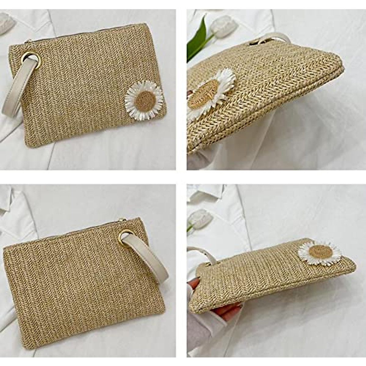 Crossbody Bags for Women Wristlet Wallets Purses for women Straw Tote Handbag Flower Beach Bag Hobo Bag 2023