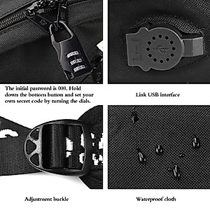 FEWOFJ School Backpack for Boys, Cartoon Luminous Bookbag 15.6inch Laptop Bag with USB Charging Port - Music Black