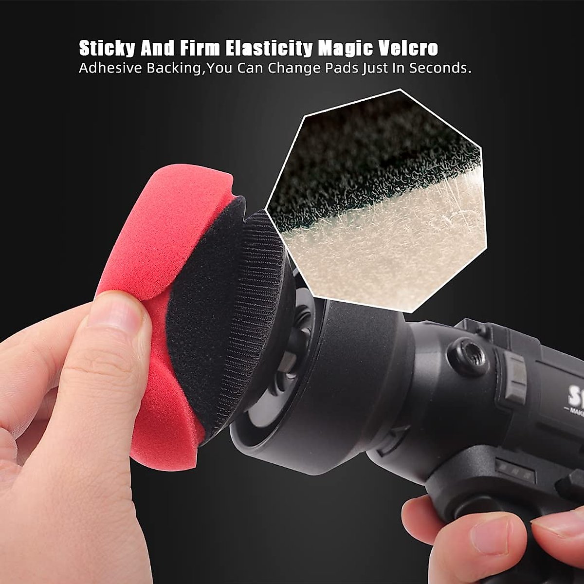 SPTA 12V Cordless Car Rotary Polisher Tool Sets, Dual Action Polisher Cordless Drill Variable Speed Buffer, 2000mAh Li-ion Battery with Fast Charger and Polishing Pads for Car Detailing and Polishing