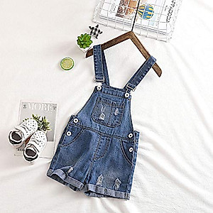 KIDSCOOL SPACE Baby Girl Boy Jean Overalls,Toddler Summer Denim Shortall,Blue,18-24 Months