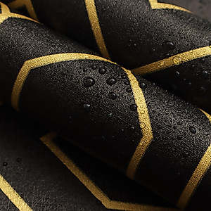 Safiyya Peel and Stick Wallpaper Geometric Wallpaper Gold and Black Contact Paper Gold Black Textured Wallpaper Self Adhesive Removable Wallpaper for Wall Furniture Vinyl Roll 118"x17.3"