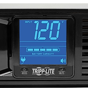 Tripp Lite SMART1500LCD 1500VA Smart UPS Battery Back Up, 900W Rack-Mount/Tower, LCD, AVR, USB, DB9, 3 Year Warranty & Dollar 250,000 Insurance Black
