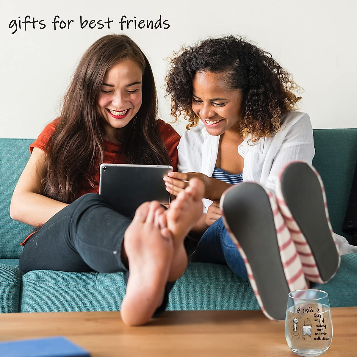 JERIO Sister Gifts from Sisters Christmas,Funny Gifts for Sister from Sister in Law-15oz Wine Glass, Xmas Gifts for Sister Birthday,Mothers Day,Valentines Day Gifts for Sister