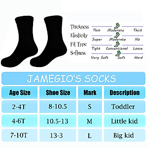 JAMEGIO 10 Pairs Boys Athletic Socks Toddler Boys Girls Breathable Soft Cotton Socks(2-4T)