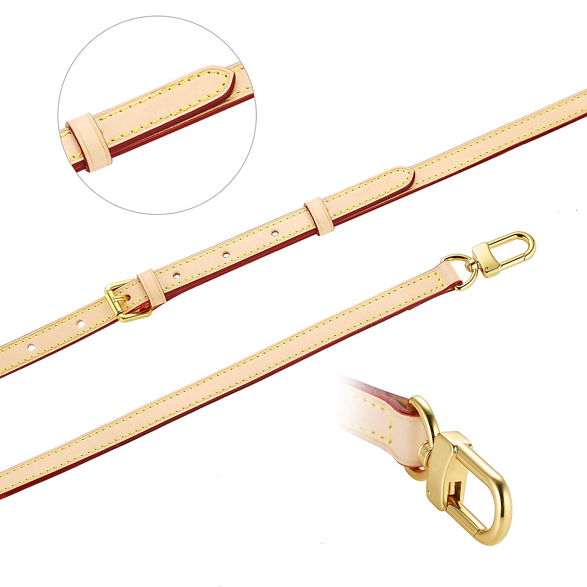 CHICECO Vachetta Leather Replacement Strap Set for Pochette Accessoires Little Pouch Speedy Nano Noe, Handbag Decoration Chain, Bag Accessories Charms (Beige)