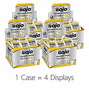 GOJO Scrubbing Towels, Citrus Scent, 80 Count Individually Wrapped Extra-Large Textured Wet Towels in a Counter Display Box (Case Includes 4 Display Boxes) – 6380-04