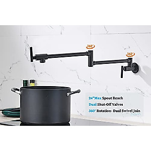 Havin Black Brass Pot Filler,Wall Mount Commercial Pot Filler Faucet,Brass Copper Material Kitchen Folding Faucet, in Wall Kitchen Faucet,Coffee Machine Faucet,Style A,Matte Black