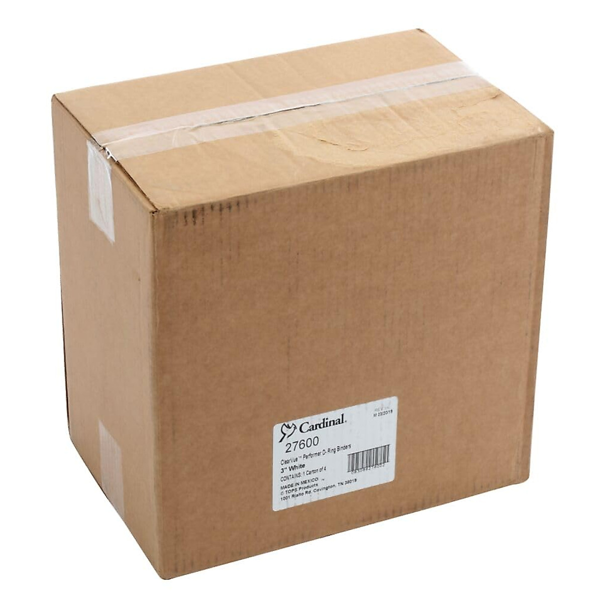 Cardinal Performer 3-Ring Binders, 3", Non-Locking Slant-D Rings, 725-Sheet Capacity, ClearVue Presentation, Non-Stick, PVC-Free, White, 4-Pack (27600)