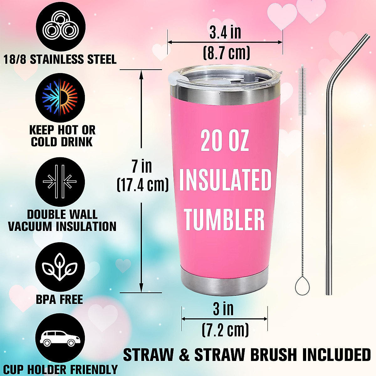 Xildew Funny Grandma Theme Glam-ma Definition Mother's Day for First Time Grandmother Grandparents Day Christmas Birthday Gift for Granny Glamma Stainless Steel Tumbler 20 oz Pink