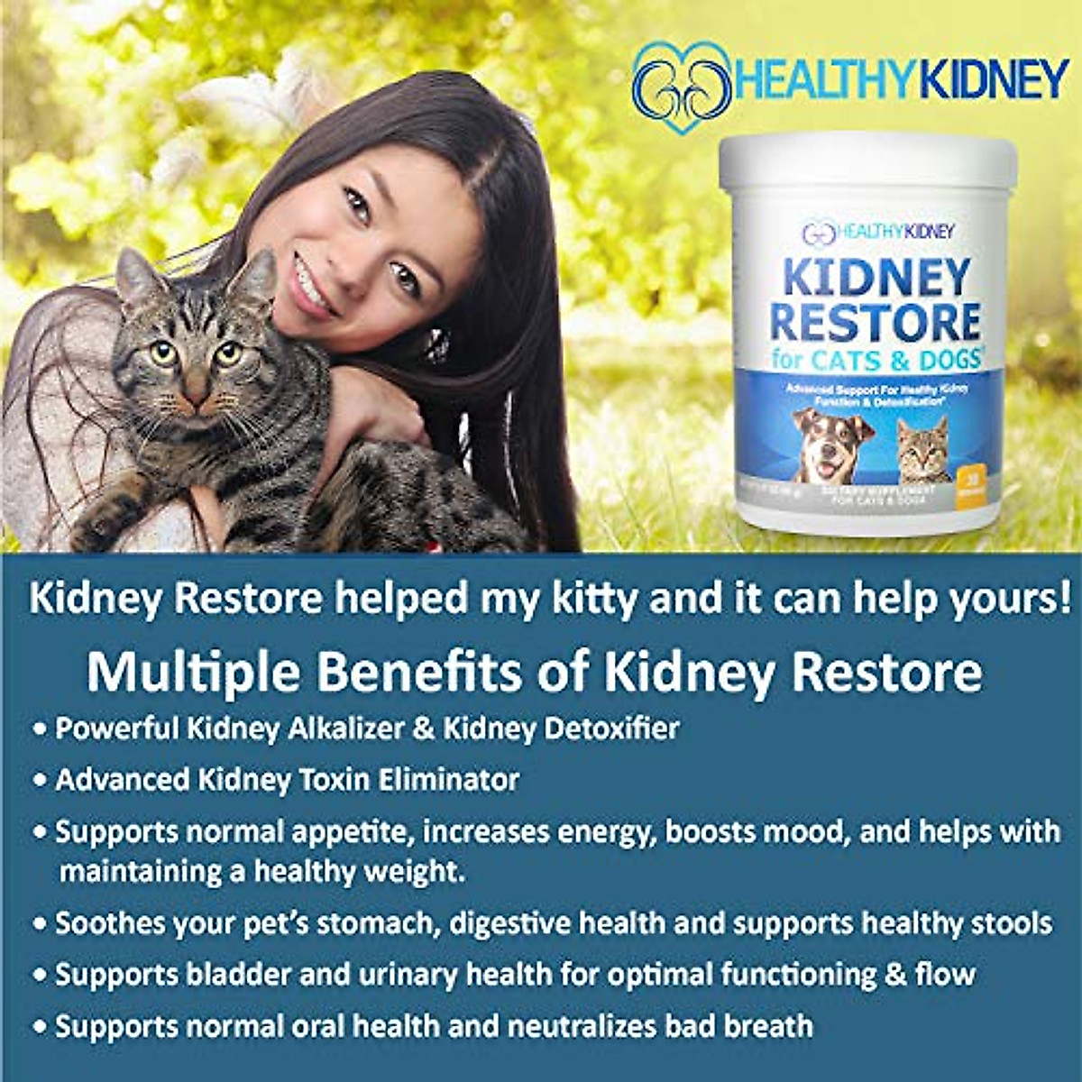 Cat and Dog Kidney Support, Natural Renal Supplements to Support Pets, Feline, Canine Healthy Kidney Function and Urinary Track. Essential for Pet Health, Pet Alive, Easy to Add to Cats and Dogs Food