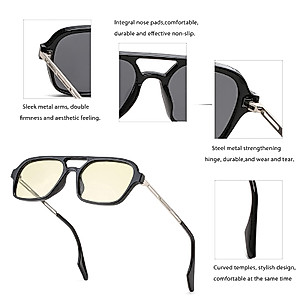 DeBuff Vintage 70s Flat Aviator Sunglasses for Women Men, Retro Square Glasses UV400 Protection Shades