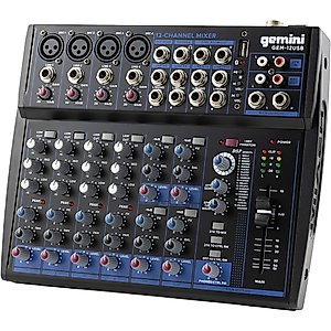 Gemini Sound GEM-12USB | 12-Channel Professional Bluetooth Audio Mixer with On-Board Multi-FX, USB MP3 Playback, and High-Quality Preamps for Dynamic Live Sound Mixing