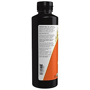 NOW Foods Supplements, Certified Organic Flax Seed Oil Liquid, Cold-Pressed and Unrefined, 12-Ounce