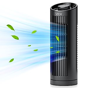 VCK 80° Oscillating Fan, 13'' Tower Fan Bladeless Desk Fan with 3 Speeds, Quiet Operation, Compact & Portable Table Fan for Bedroom Home Office Desktop