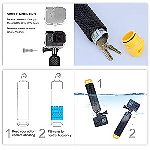 SOONSUN Waterproof Floating Hand Grip for GoPro Hero 11, 10, 9, 8, 7, 6, 5, 4, 3, 2, Hero Session, Fusion, Max, AKASO, SJCAM, DJI Osmo Action Camera Handler Handle Mount Accessories for Sports Camera